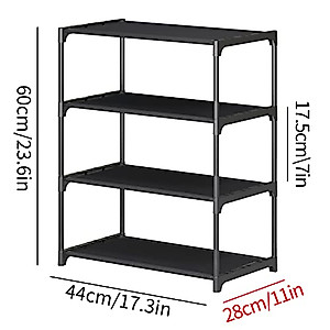 SHELAKET Stackable Small Shoe Rack，Upgrade 4-Tier Kids Shoe Shelf Storage Organizer for Entryway, Hallway and Closet (Black)