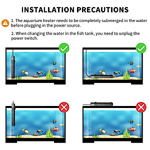 HiTauing Aquarium Heater, 50W/100W/200W/300W/500W Submersible Fish Tank Heater with Over-temperature Protection and Automatic Power-off When Leaving Water for Saltwater and Freshwater