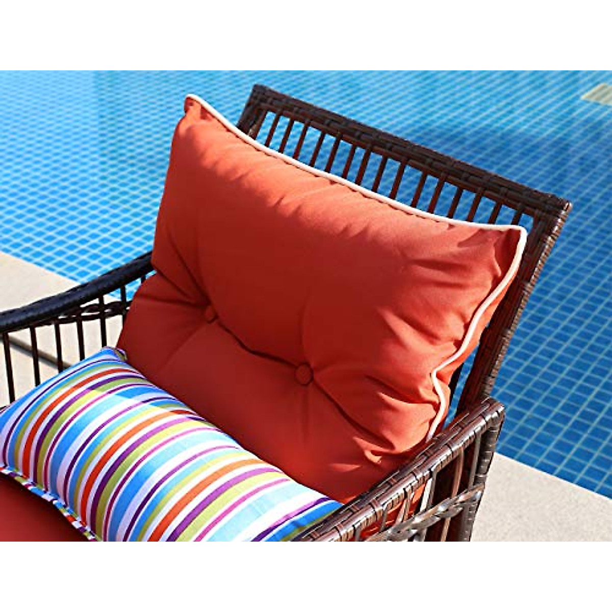 DECMICO Outdoor Rocking Chairs 3 Pieces Patio Conversation Front Porch Furniture, Wicker Rocking Chairs Bistro Set with Glass Coffee Table and Cushions for Garden and Balcony…