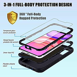 OTTARTAKS iPhone 11 Case with Screen Protector, Street Fashion Full Body Rugged Heavy Duty Case for Boys Men, Shockproof 3-Layer Defender Protective Case for iPhone 11 6.1inch, Camo Shark