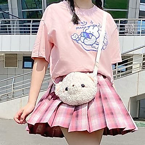 Hipi-shop Bear lolita plush Japanese cute Plush bag Creative shoulder bag Wallet Purse CrossBody bag for women and Girls (Black)