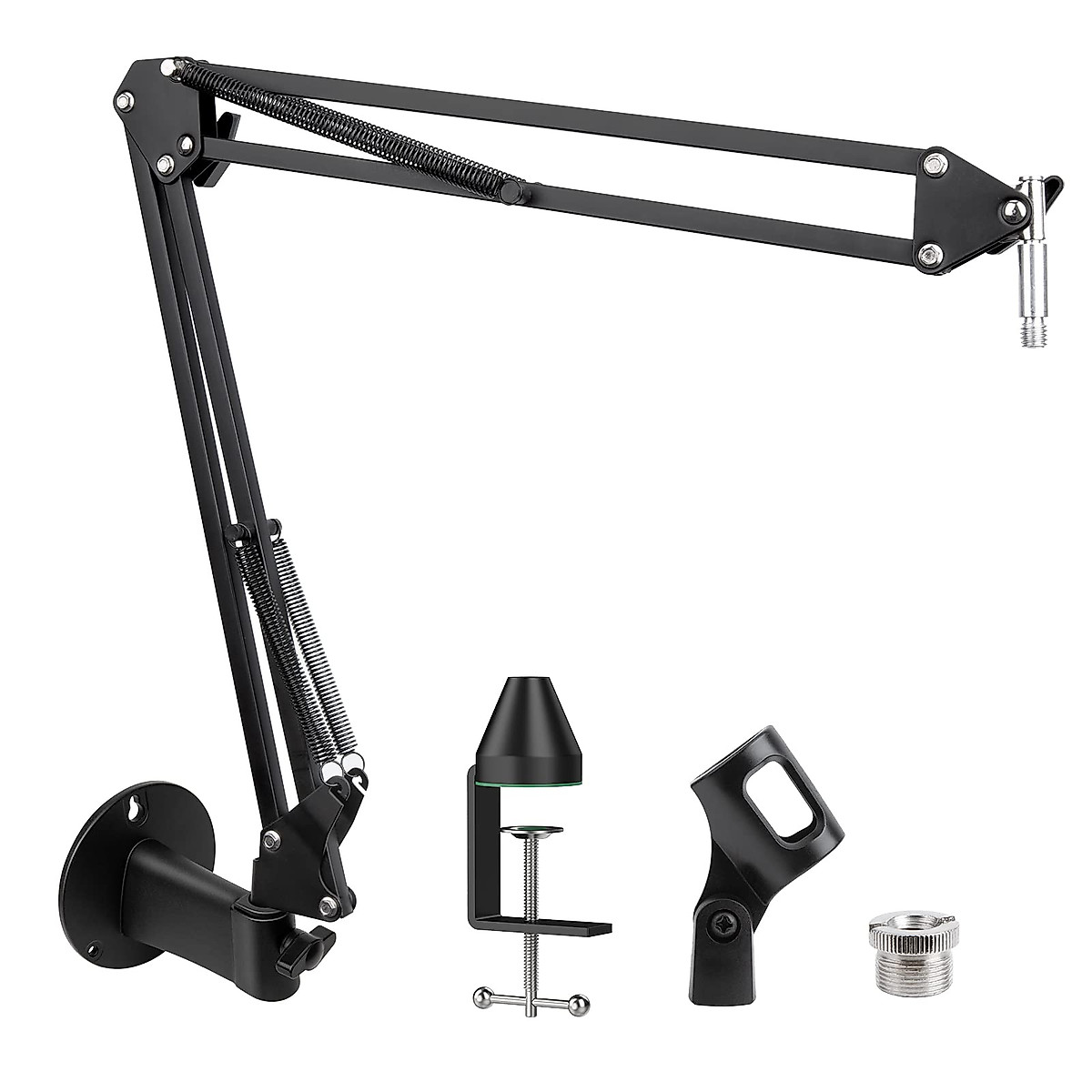 SUNMON Microphone Wall Mount and Metal Table Mounting Clamp, Universal Microphone Boom Arm Stand Compatible with HyperX QuadCast, Blue Yeti, Blue Snowball, Shure SM58 Microphone