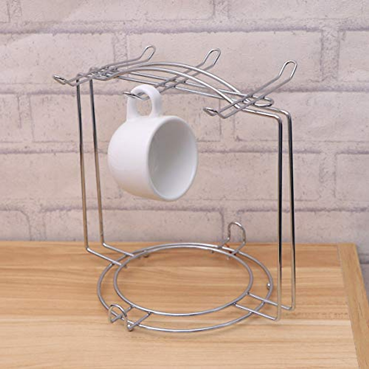 Cabilock Mug Stand Mug Plates Holder Coffee Cup Rack Stand Stainless Steel Coffee Cup Holders for 4 Cups 6 Plates ( Silver ) Mug Tree