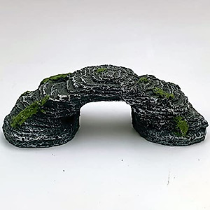 ANUOYE Turtle Basking Platform, Resin Aquarium Decorations for Fish Tank, Baby Tortoise Resting Rock Fish/Habitat Hiding Cave for Frogs, Newts,Lizard