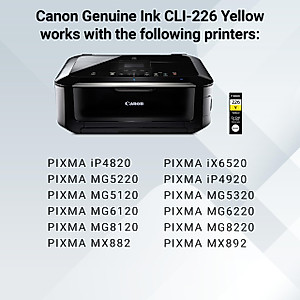Canon CLI-226 YELLOW Compatible to iP4820,iP4920,iX6520,MG5120 CANON EXCLUSIVE,MG5320,MG5520,MG8120/MG6120,MG8220/MG6220,MX882,MX892/MX472 Printers