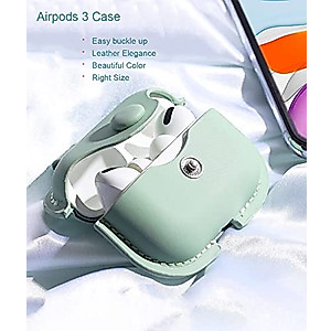 Miitoomo AirPods 3 Case Leather Case for Apple AirPods 3rd Generation Fashion Rose Pink Case Snap Closure Charging Case (Light Pink)