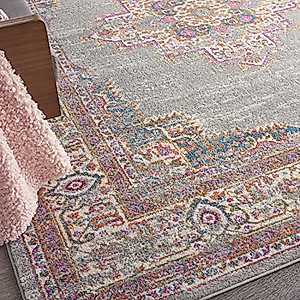 Nourison Passion Grey 8' x 10' Area-Rug, Boho, Traditional, Easy-Cleaning, Non Shedding, Bed Room, Living Room, Hallway (8x10)