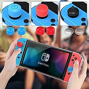 HEYSTOP Switch Case for Nintendo Switch Case Dockable with Screen Protector, Clear Protective Case Cover for Nintendo Switch and JoyCon Controller with a Switch Tempered Glass Screen Protector