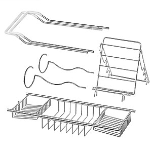 iPEGTOP Stainless Steel Bathtub Caddy Tray - Over Bath Tub Racks Shower Organizer with Extending Sides, Removable Wine Glass Book Holder