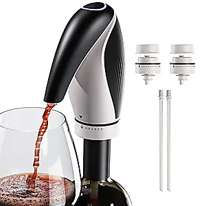 CIRCLE JOY Electric Wine Aerator Pourer Rechargeable 3-in-1 Automatic Wine Decanter Dispenser Preserver Penguin Shape Gifts for Wine Lovers, Black