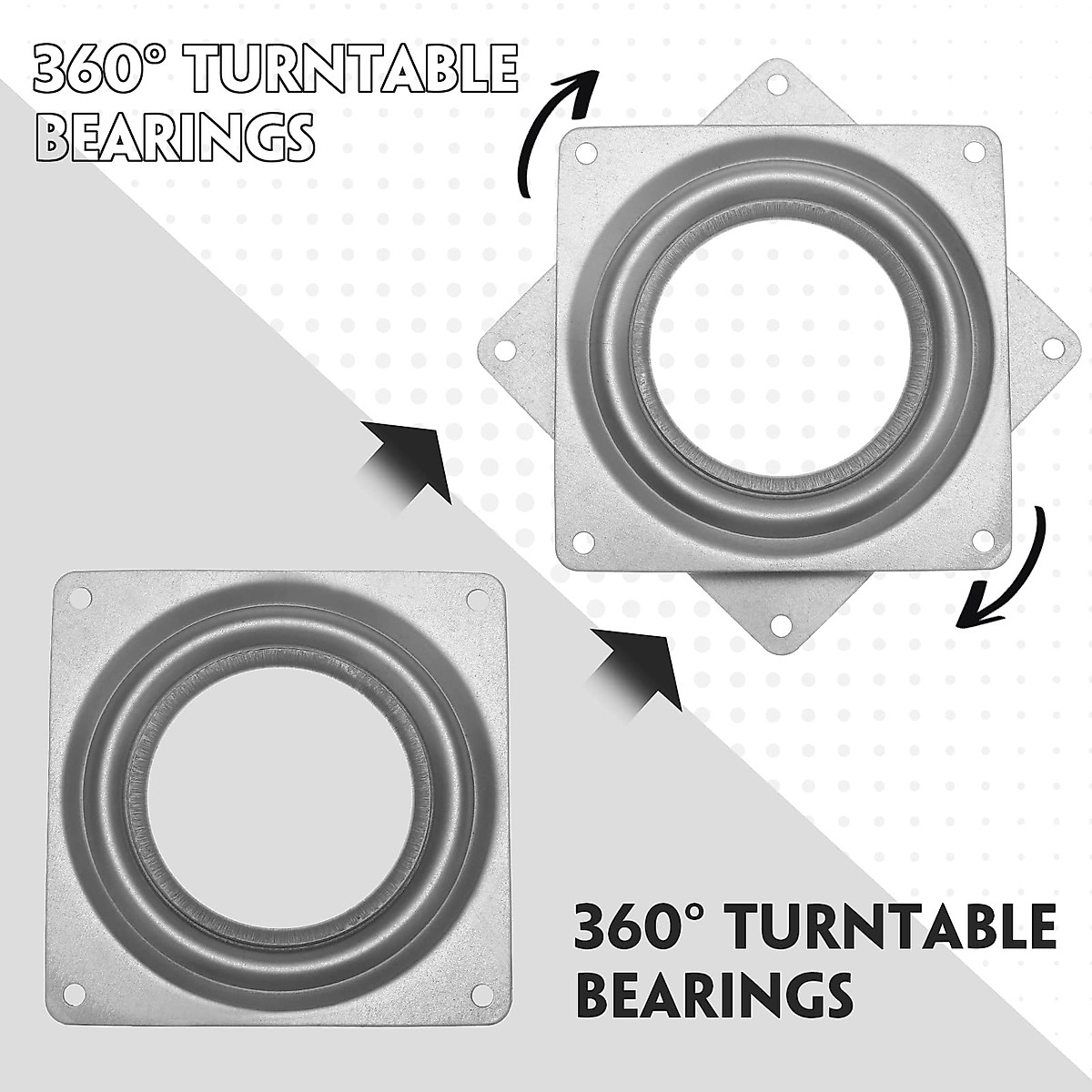 30 Pcs Lazy Susan Hardware Turntable 3.7 Inch Turntable Bearing Square Rotating Swivel Plate 110 Lbs Capacity 5/16 Thick Ball Bearing Rotating Tray for Serving Trays, Kitchen Storage Rack, Craft Table
