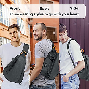 DWQOO Crossbody Sling Bag for men and women,Casual Daypack Shoulder bags Chest Bag, Travel Hiking Chest Daypack for 8" inch tablet,Grey