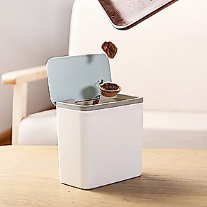 MYRRHE Cans, Square Mini Small Waste Bin Desktop Garbage Basket Home Table Plastic Office Supplies Trash Can Dustbin Sundries Barrel Box New (Color : Blue)