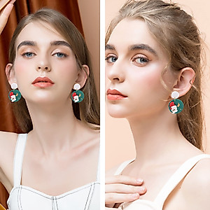 Christmas Polymer Clay Earrings for Women, Handmade Cute Funny Drop Dangling Fall Stud Boho Bohemian Santa Holiday Earrings Vintage Oval and Round Shape Teacher Earring Pendant Jewelry