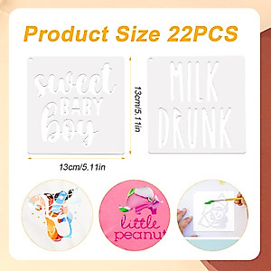 22pcs Baby Stencils, Baby Shower Stencils Baby Stencils for Painting Stencils for Fabric Painting Baby Shower for Baby Onesies Bib Bodysuit Bag Shirt Shoes