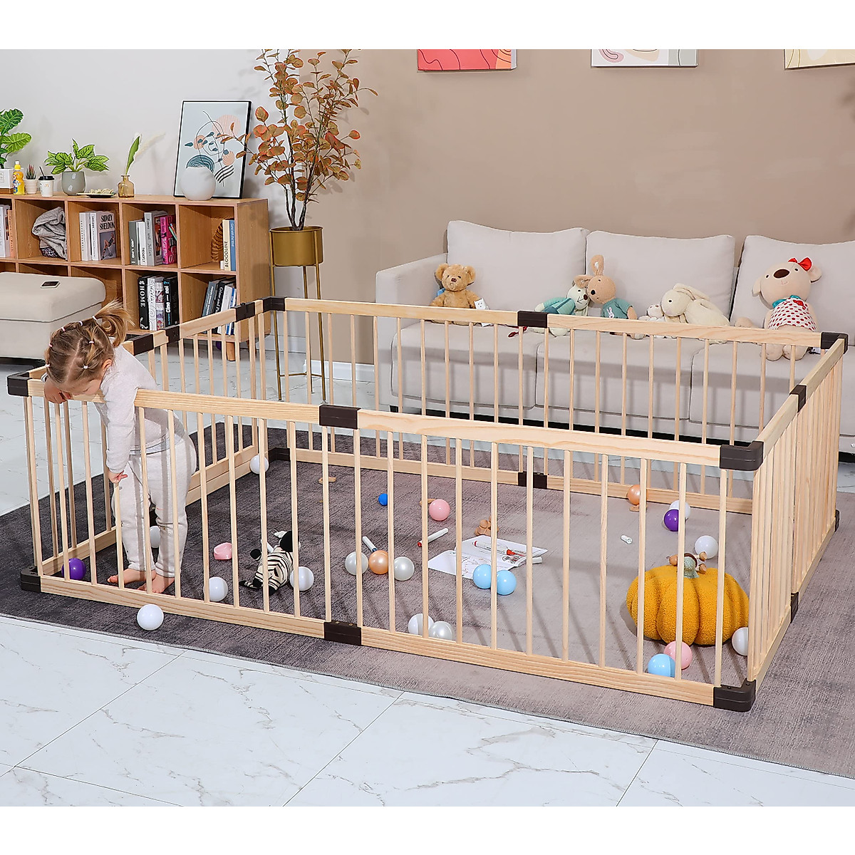 Baby Playpen,Playpen for Babies and Toddlers, Wooden Baby Playpen,79x71, Baby Play Pen,Baby Play Fence,Baby Play Yards,Baby Activity Center (180x200CM)