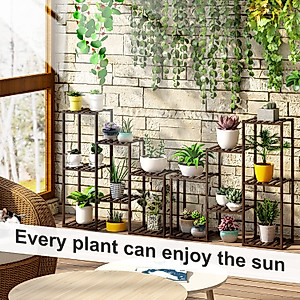 Bamboo Plant Stand Indoor Plants Multiple Plant Stands Wood Outdoor Tiered Plant Shelf for Multiple Plants, 7 Potted Ladder Plant Holder Table Plant Pot Stand for Window Garden Balcony Living Room