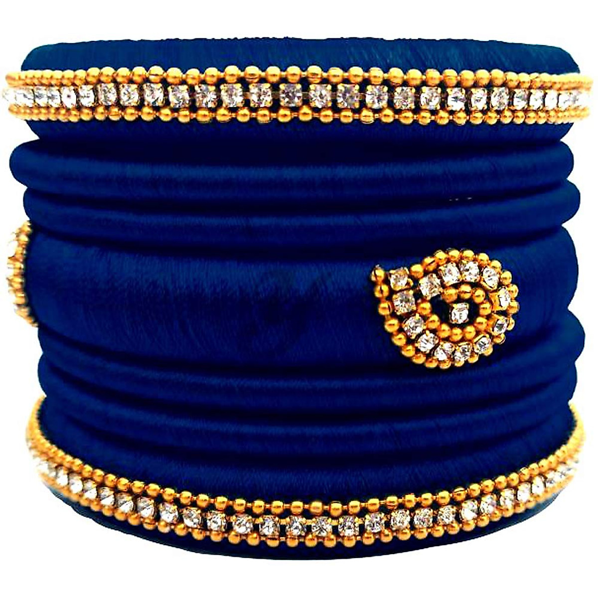 GOELX Festive Offer: Designer Handcrafted Silk Thread Blue Bangles Bracelet for Women - 2.6