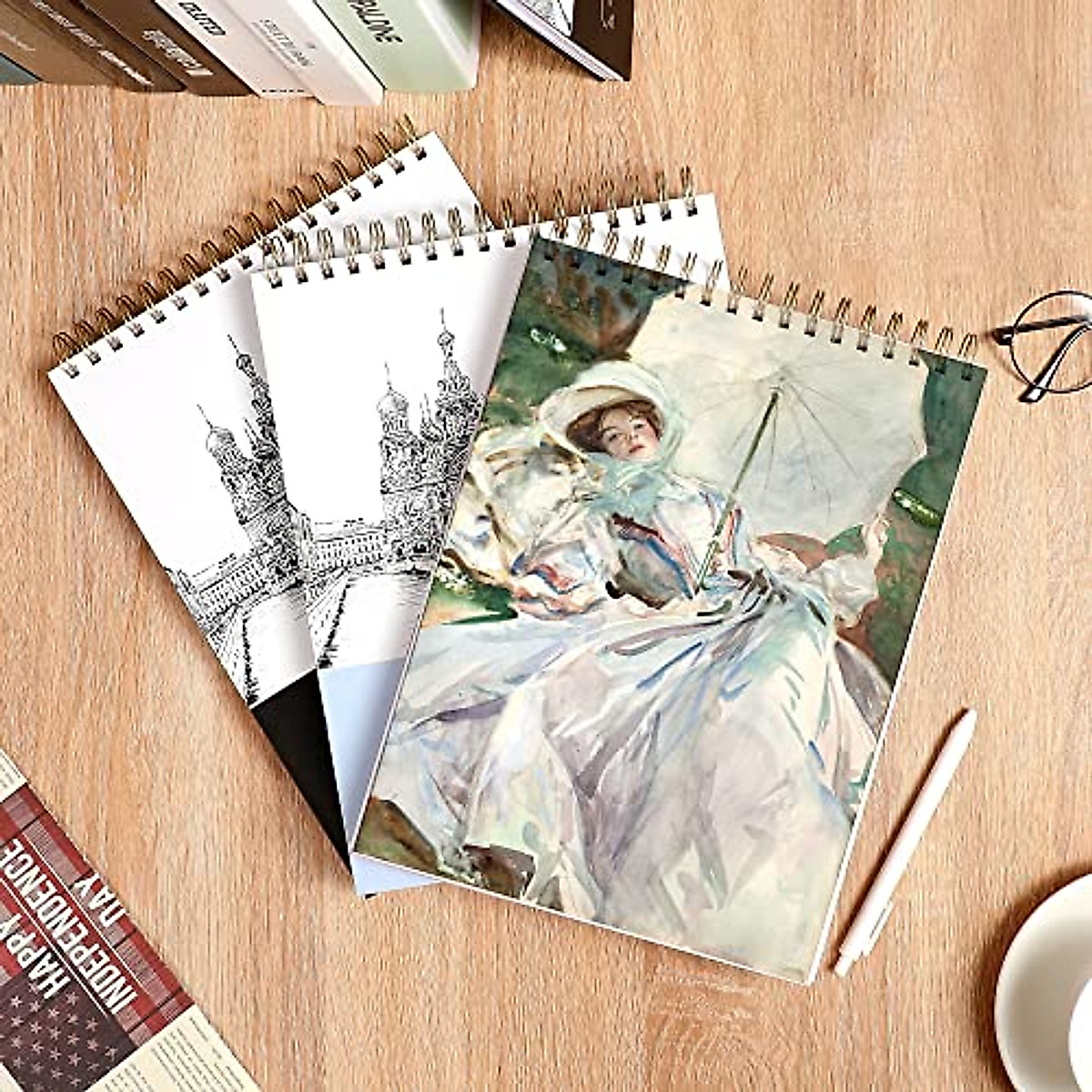 Top Spiral Sketchbook for Drawing Hardcover 9 x 12 Large Sketch Book for Women Men Girl 105 Sheets (68lb/100gsm) Premium Paper Sketch Pad, Black