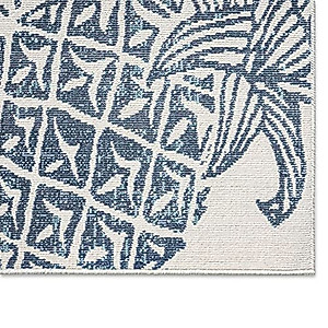 Tommy Bahama Malibu Pineapple Coastal Indoor/Outdoor Area Rug, Ivory/Navy, 5'3"x7'3"