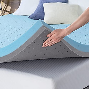 Maxzzz 4 Inch Mattress Topper Queen - Cooling Gel Memory Foam Mattress Topper Bamboo Bed Topper, Medium Firm Mattress Topper High-Density Foam Topper, CertiPUR-US Certified