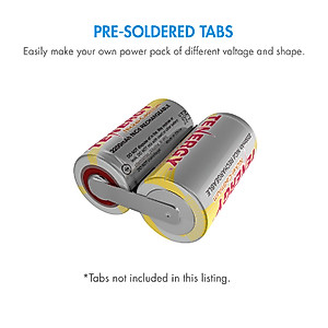 Tenergy SubC 2200mAh NiCd Flat Top Rechargeable Battery (No Tabs) - 15 Pack