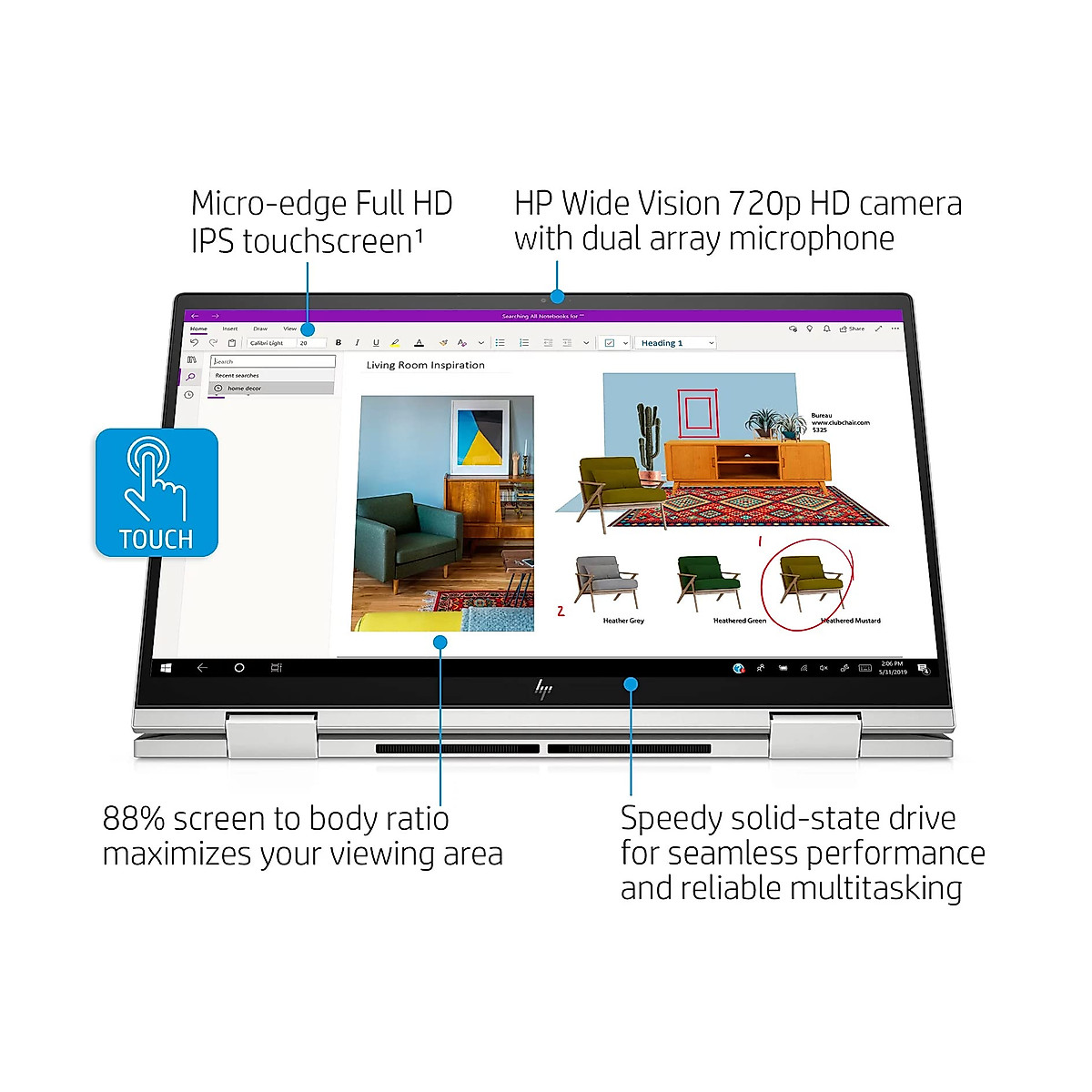 HP 2022 Envy x360 2-in-1 15.6" FHD Touchscreen Laptop, Intel Core i5-1135G7, 32GB RAM, 1TB PCIe SSD, Backlit Keyboard, Iris Xe Graphics, HD Webcam, Win 11 Pro, Silver, 32GB Snow Bell USB Card