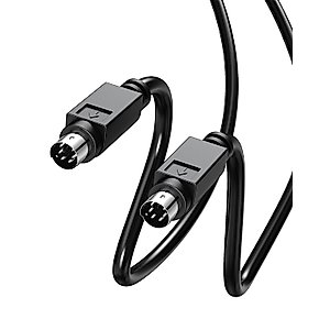 JUXINICE PS/2 Cable 6ft - Shielded Mini DIN 6-Pin Male to Male for PC Mouse & Keyboard - Black (PS/2 M/M 6FT 2M)