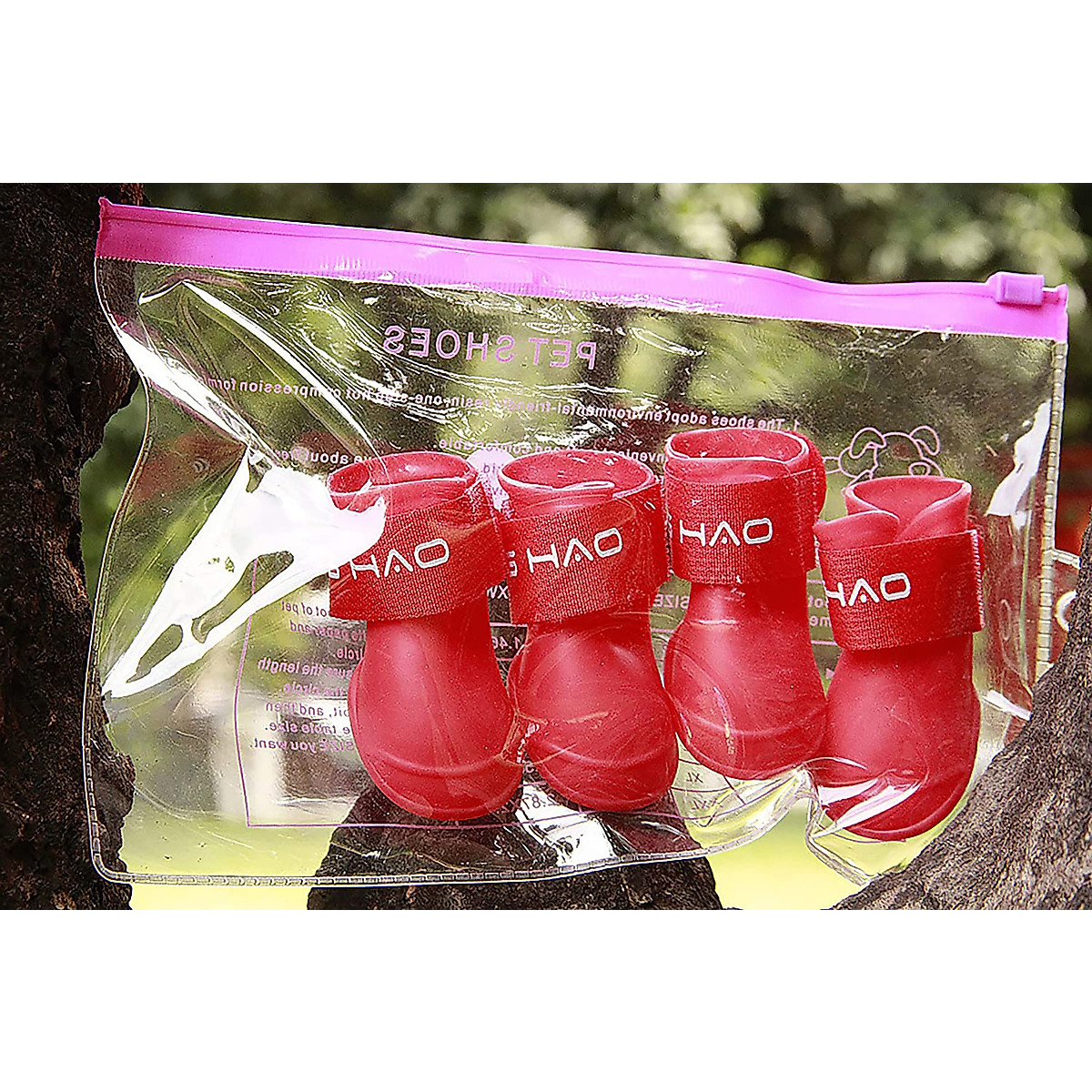 GabeFish Waterproof Silicone Small, Medium Dogs Rain Boots, Rainy Days Shoes for Dogs, Outdoor Puppy Paw Protector with Straps Red Medium