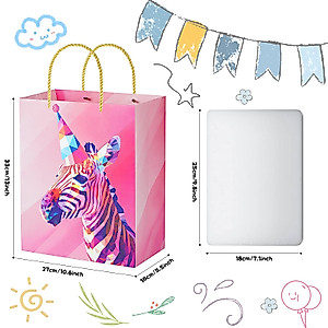 Purple Dino 13'' Large Birthday Gift Bag with Tissue Paper, Assorted Gift Bags for Kids, Happy Birthday Gift Bag for Girls and Boys, Gift Bag Set of 4
