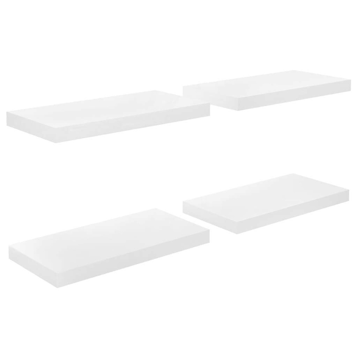 QZZCED Floating Wall Shelves 4 pcs,Wall Shelves for Bedroom,Bookshelf Wall,Shelves for Wall Decor,Shelf Storage,Shelves for Bathroom,for Kitchen, Bathroom,Living Room, Bedroom, High Gloss White MDF