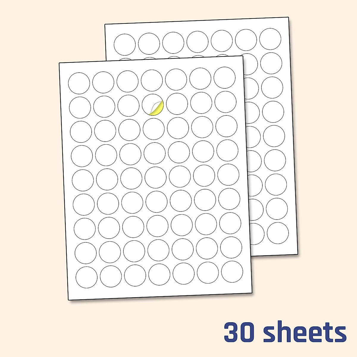 1" Round Matte White Sticker Label, Laser/Inkjet Printing - Letter Size, 30 Sheets