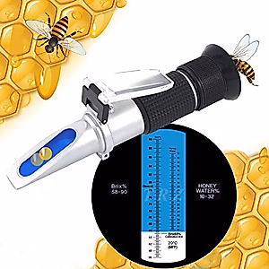 TRZ Refractometer Honey 10-32% Water Honey 58-90% Brix Sugar Baume for Beekeeping, Honey, Condensed Milk, Sugar Syrup, Fruit jam, Hamh Optics&Tools