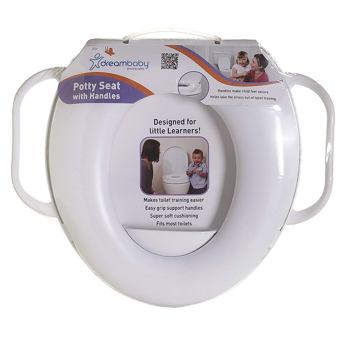 Dreambaby Potty Toilet Seat, Softly Padded with Grip Handles - White - Model L674