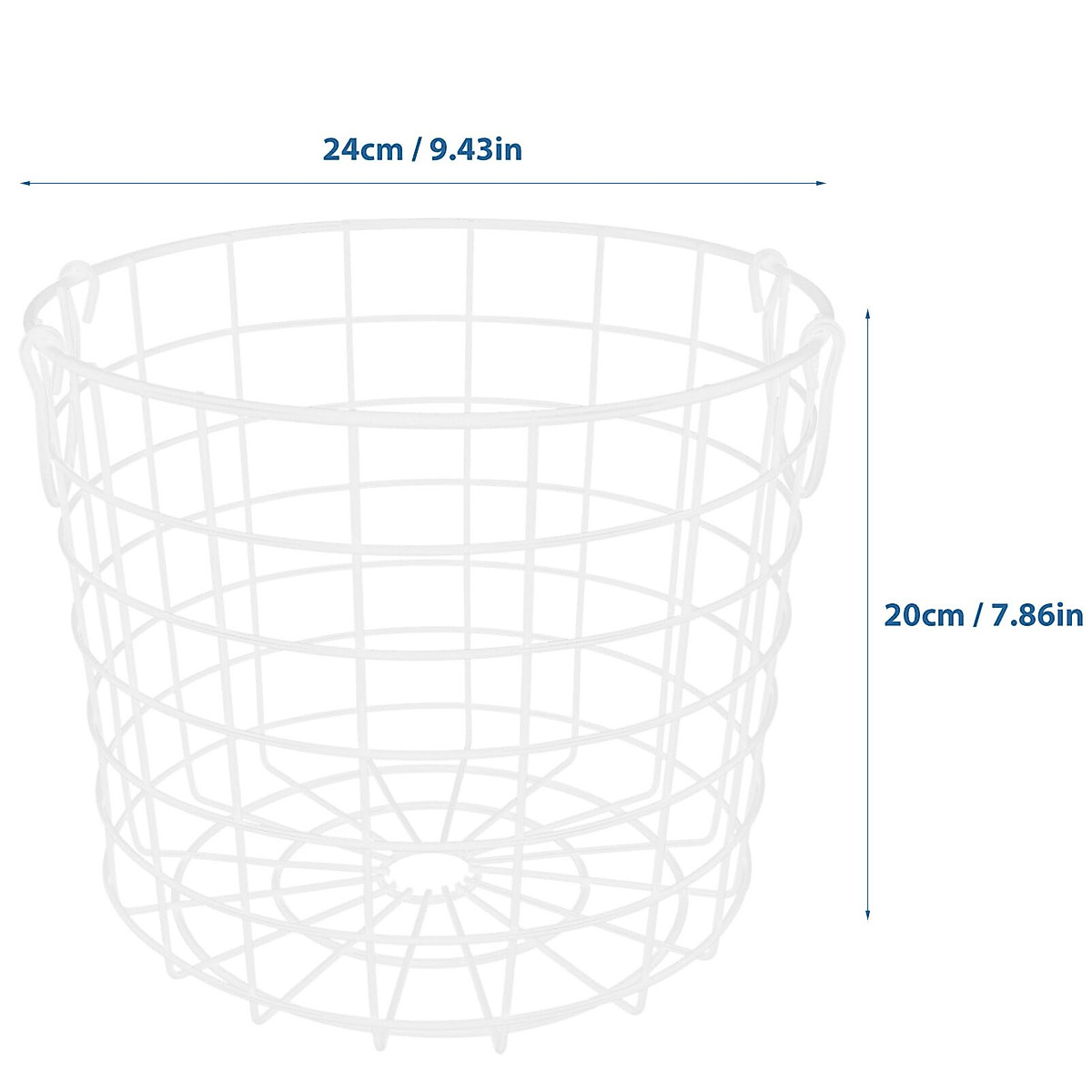 VOSAREA Iron Wire Laundry Hamper Metal Laundry Basket With Handles Round Storage Bin for Towels Books Dirty Clothes Organizer White