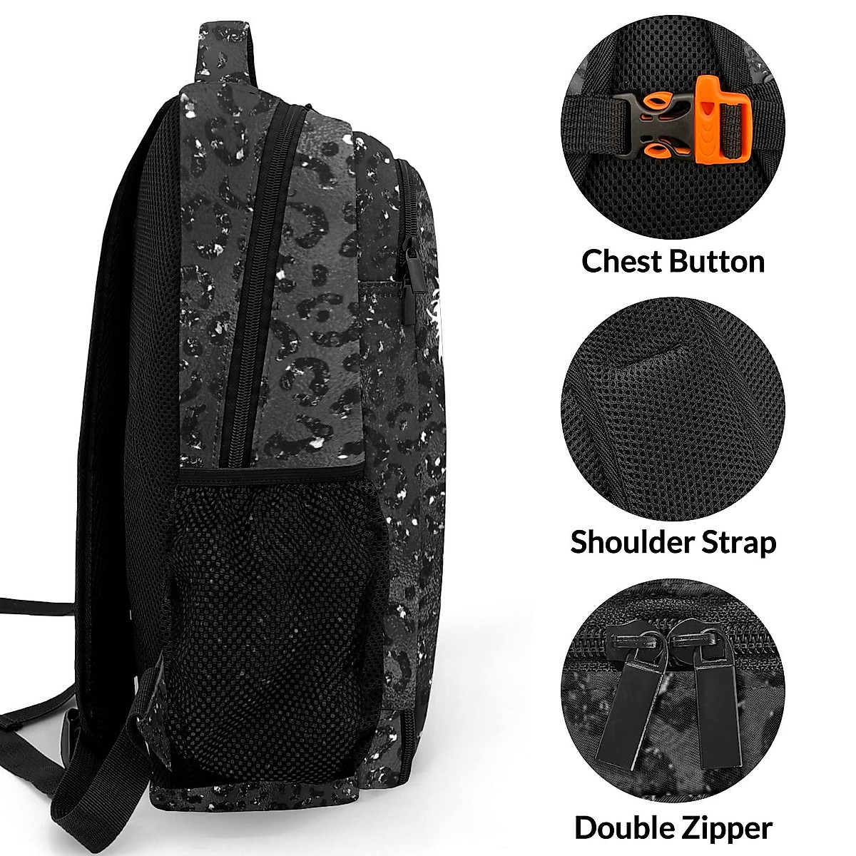 Anneunique Custom Cheerleader Backpack Custom Multifunctional Waterproof Laptop Bag for Travel Gift Cheer Black Bling Print