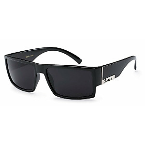 Locs Mens Flat Top Gangster Sunglasses Black Silver Frame 91026 (Black), 5.5w x 1.75h