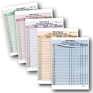 Stockchecks Patient Sign-in Label Sheets, Blue 125 Sheets Carbonless Forms, Hipaa Compliant