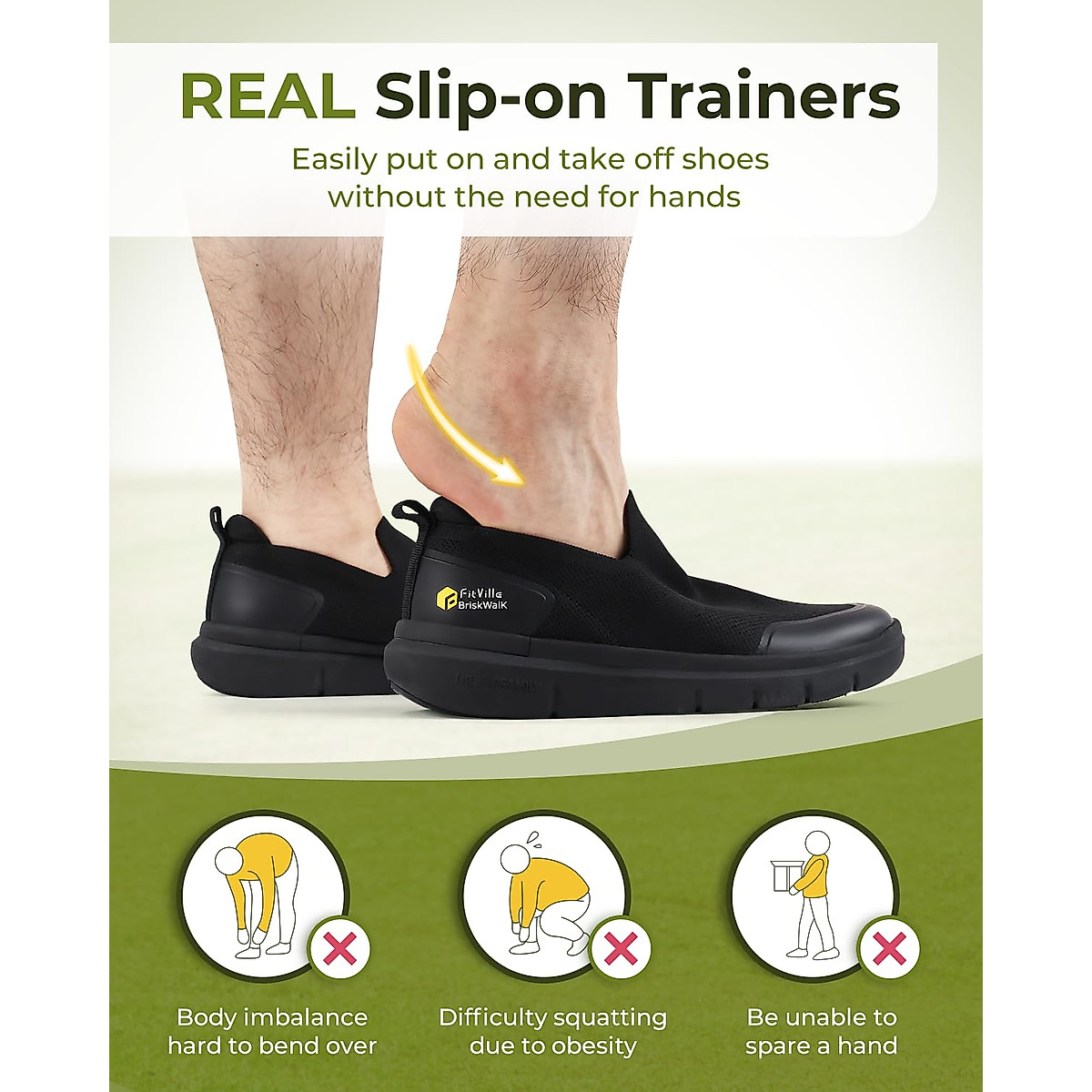 FitVille Plantar Fasciitis Shoes for Men Wide Orthopedic Shoes for Foot Pain Relief - BriskWalk (15 Wide, Black)