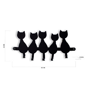 GEGUTON Wall Key Holder - Steel Hooks Holders Organizer for Keys, Decoration and Functional Items for Home, Birthday Gifts (Cats Theme)