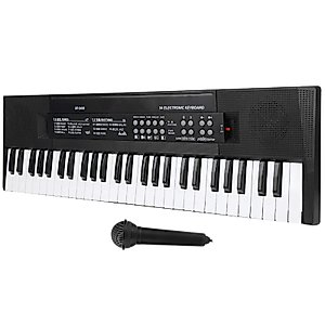 54‑Key Electronic Piano Keyboard with Microphone, 8 Tones 6 Songs 5 Rhythms 5 Percussions Portable Electronic Organ for Beginners