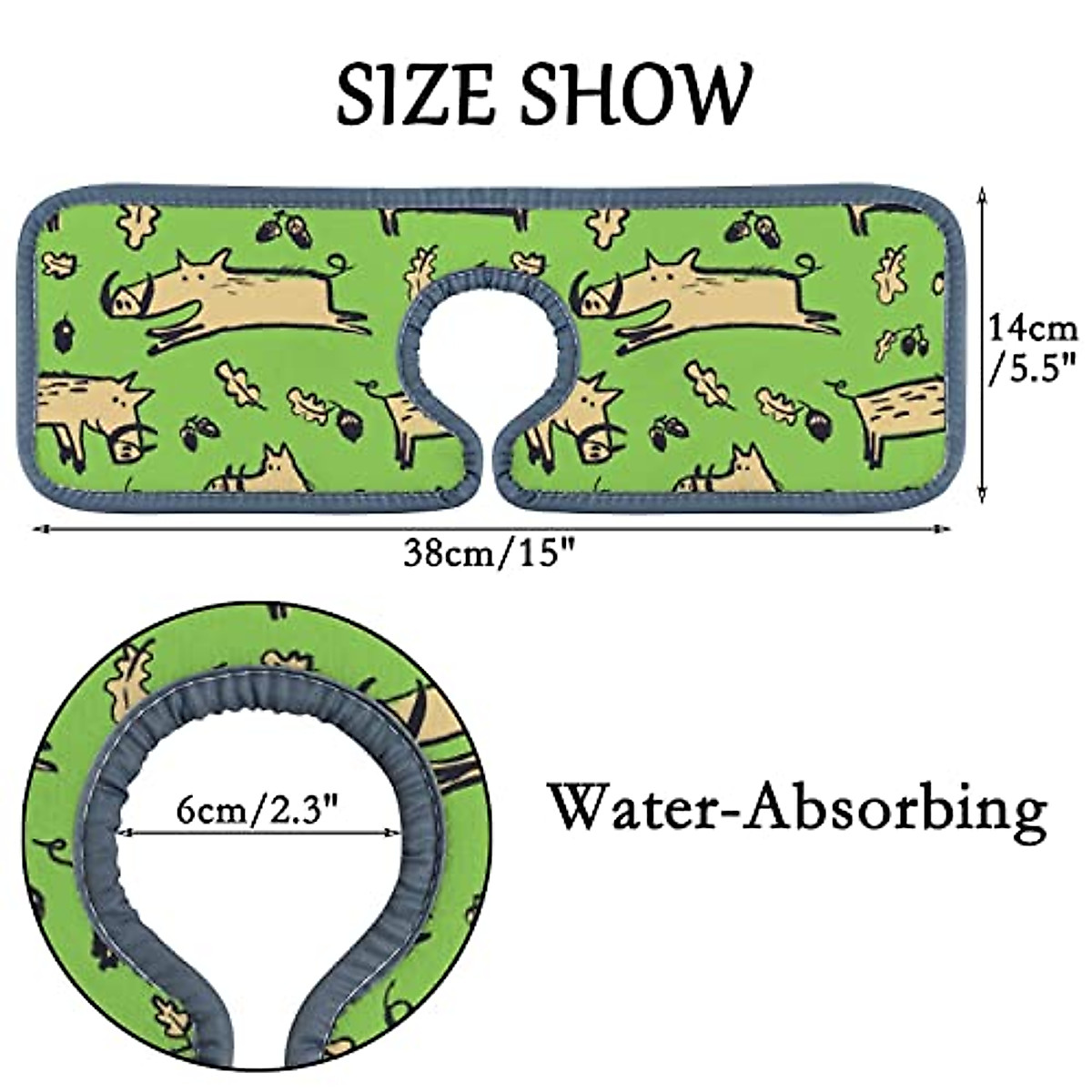 Kitchen Faucet Absorbent Mat 3 Pieces Cute Boars Animals Faucet Sink Splash Guard Bathroom Counter and RV,Faucet Counter Sink Water Stains Preventer