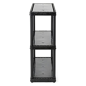 Gracious Living Light Duty 3 Tier Interlocking Storage Shelving Unit Organizers for Playrooms, Bedrooms, or Garage Spaces, Black (2 Pack)
