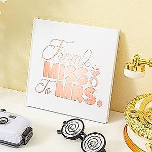 Calculs from Miss to Mrs Bridal Shower Guest Book Polaroid Blank Pages Picture Book for Instant Film Rose Gold Bachelorette Party Sign in Book 8.5” Square White Cover Rose Gold Foil Stamping