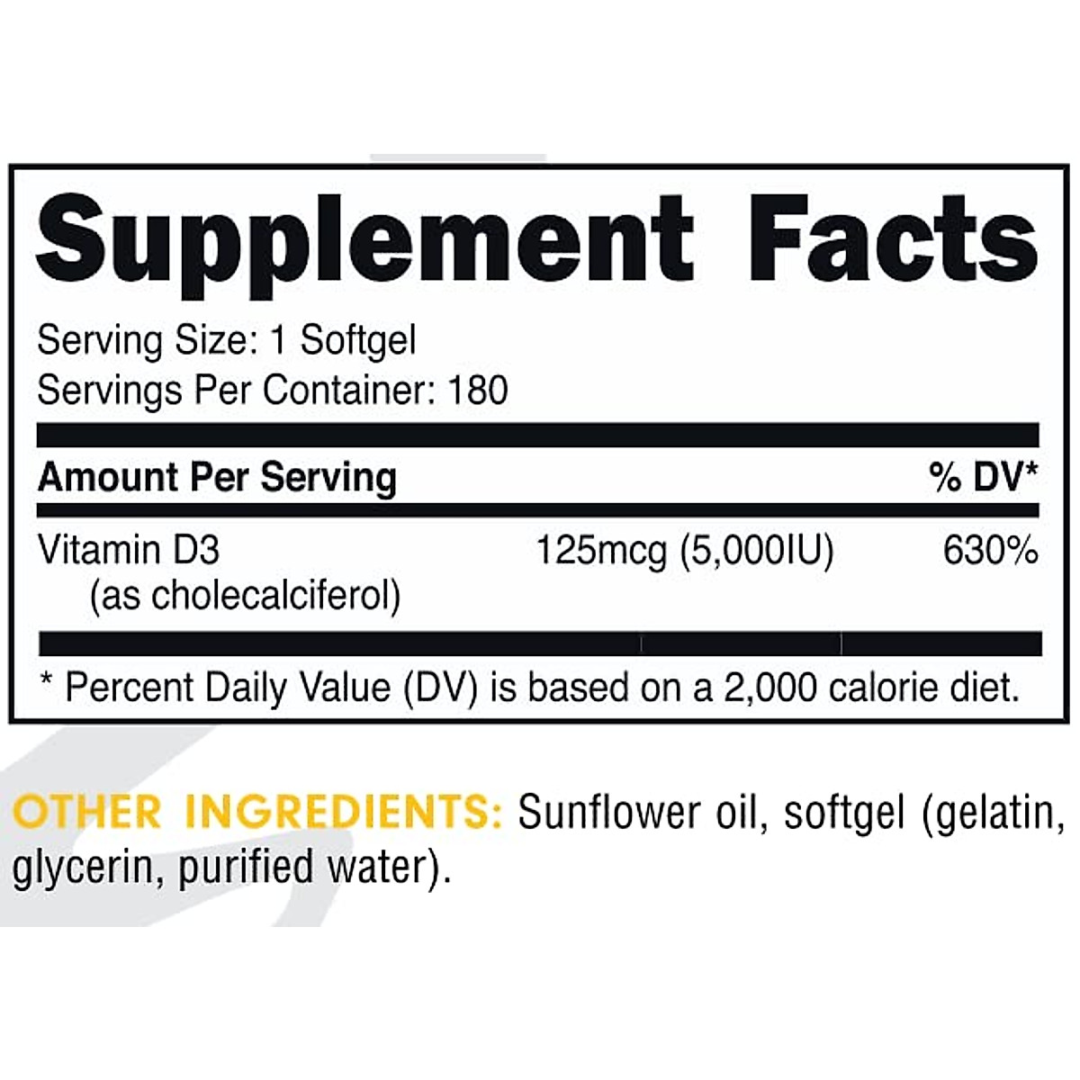 Bucked Up Vitamin D3 5,000 IU, Essentials (180 Servings, 180 Softgels)