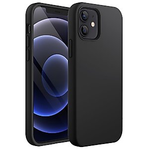 JETech Silicone Case for iPhone 12 Mini 5.4-Inch, Silky-Soft Touch Full-Body Protective Phone Case, Shockproof Cover with Microfiber Lining (Black)