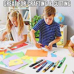 TIFICAL 4 Pack Box Cutter Retractable, Utility Knife 9MM Wide Snap-Off Blades, Exacto Knife for Cutting Box, Wrapping, Cardboard, Extended Razor Knife, Box Opener Perfect for Office, Home, School