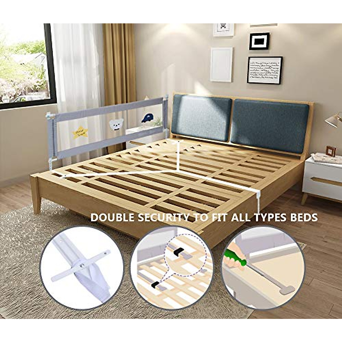 Bed Rail for Toddlers Extra Long Bed Rail for Queen King CL-King, Twin XL, Full XL Bed Mattress Guard Bed Railing Safety Guard Rail Bed Bumper Bed Fence Sleep Rails Extra Tall 78.7" one Side