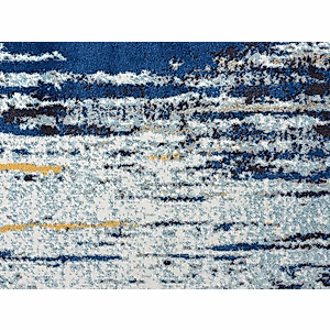 Abani Rugs Blue & Yellow Painted Pattern Area Rug w/Bold Design Rugs Modern 6' x 9' Accent Rug, Laguna Collection