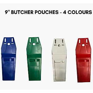 Heavy Duty Chef Knife Pouch with 2 Slots - Professional Belt Pouch 9" Inch Double Knife Scabbard - Butcher Knife Holder Lightweight, Perfect for Chef Apron Belt (White)